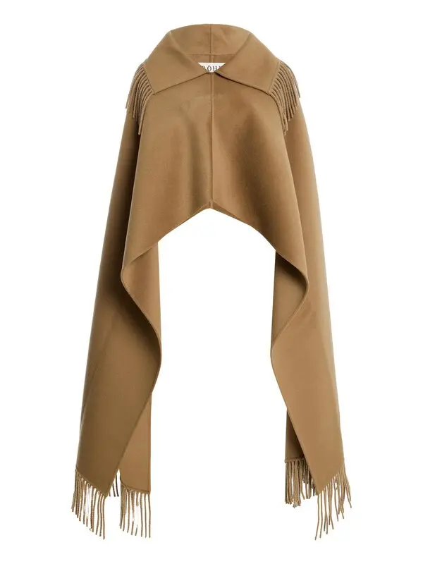 RÓHE Fringed Wool-cashmere Poncho - Brown