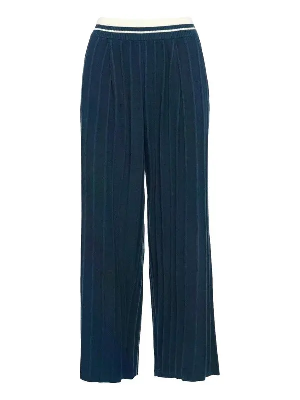 ERES Ribbed Knit Straight Leg Pants - Blue