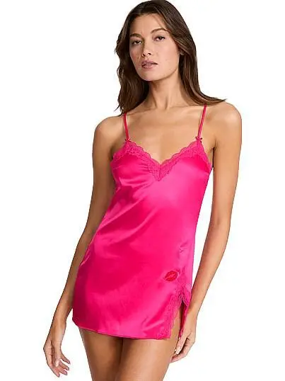 Victoria's Secret Satin Lace-trim Mini Slip Dress - Pink