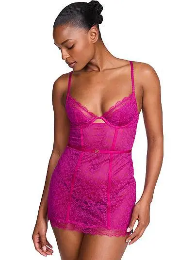 Victoria's Secret Tease Lace Mini Slip Dress - Purple