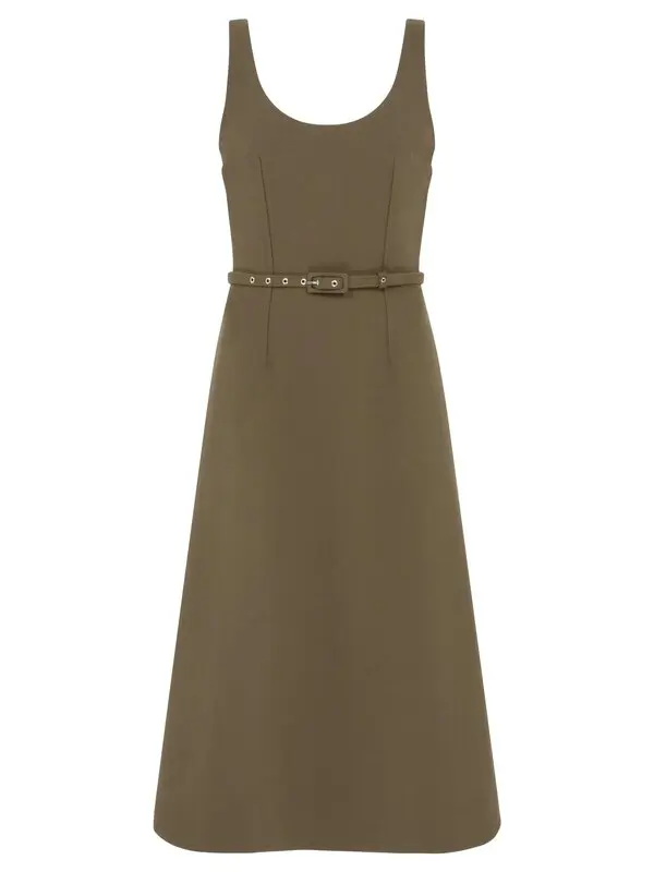 EMILIA WICKSTEAD Liva Birdseye Suiting Midi Dress - Green
