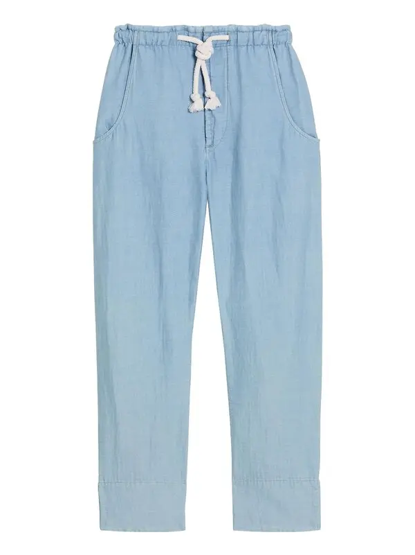 Isabel Marant Cotton And Linenblend Chambray Drawstring Pants - Light Blue