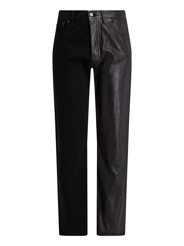 MAISON MARGIELA Paneled Denim And Leather Jeans - Black