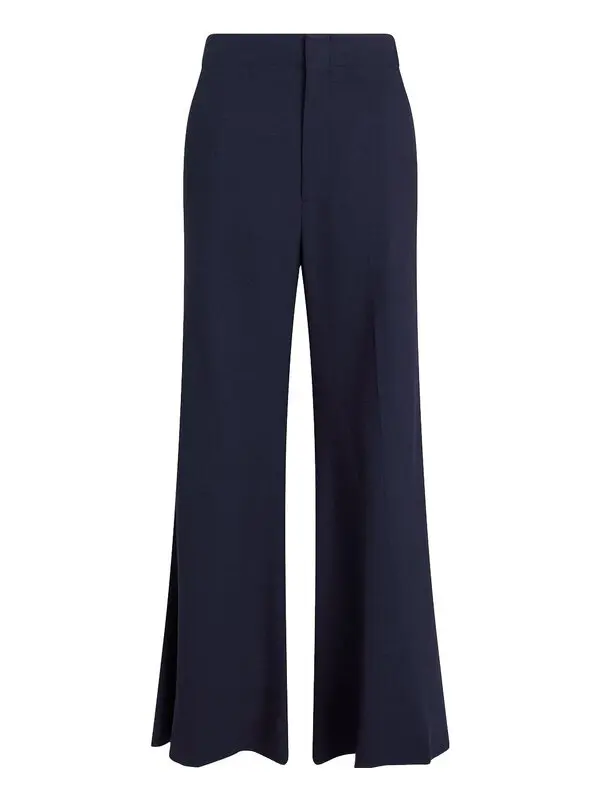 Victoria Beckham Wool-blend Twill Flared Pants - Navy