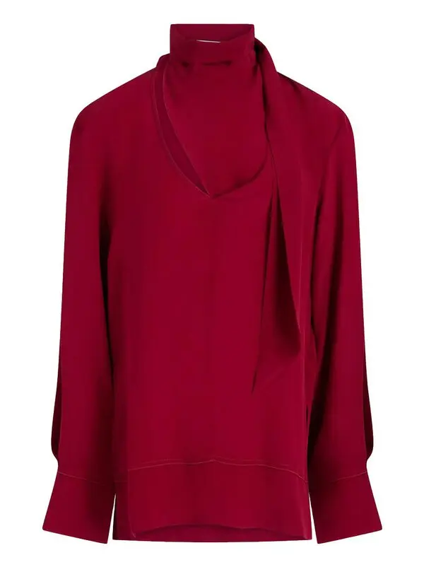 Victoria Beckham Tie-neck Silk Crepe De Chine Blouse - Claret