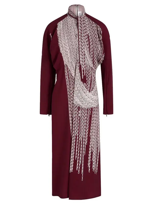 Victoria Beckham Tieneck Printed Crepe Midi Dress - Merlot