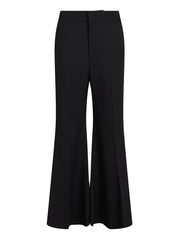 Victoria Beckham Grain De Poudre Flared Pants - Black