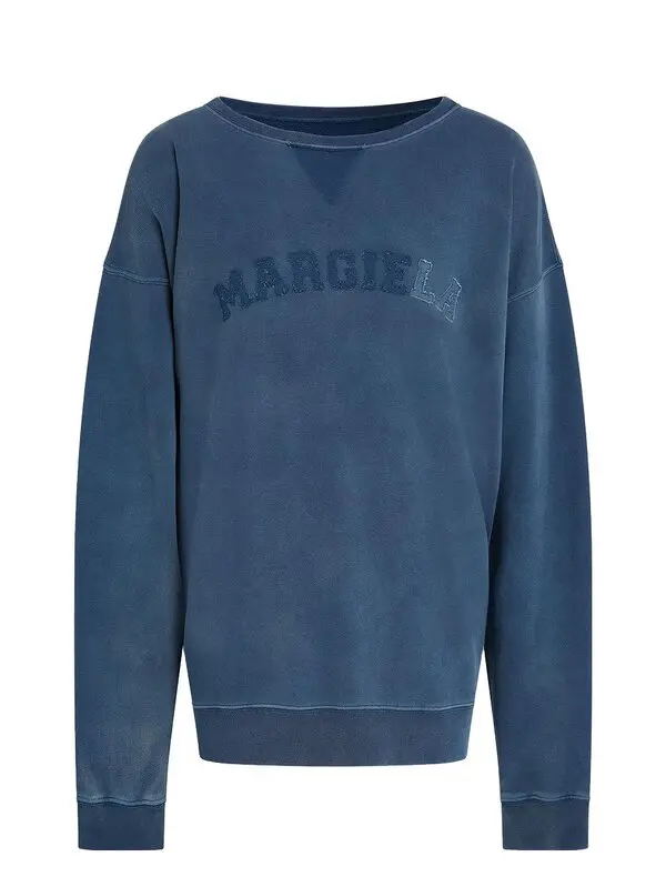 MAISON MARGIELA Embroidered Cotton-fleece Sweatshirt - Blue