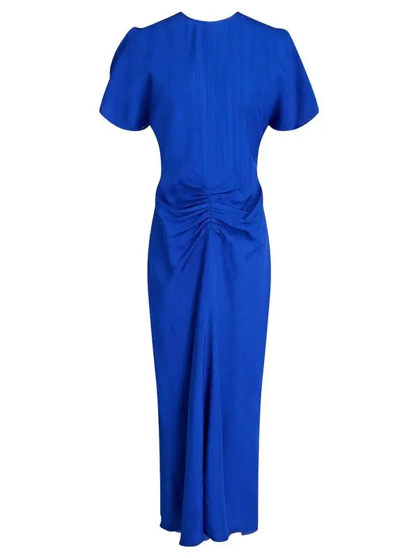 Victoria Beckham Gathered Crepe Midi Dress - Bright Blue