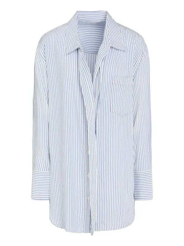 Victoria Beckham Striped Woven Shirt - Light Blue