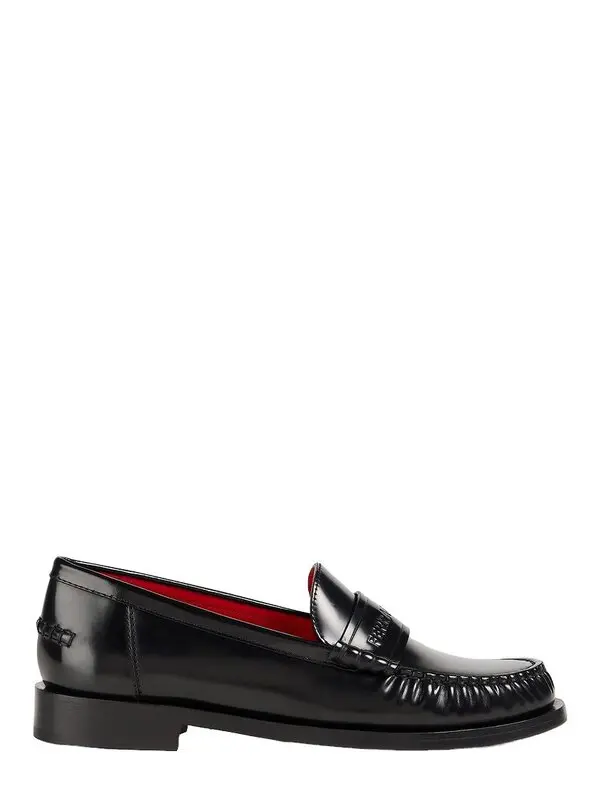FERRAGAMO Embossed Glossed-leather Loafers - Black