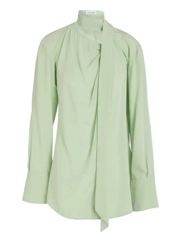 Victoria Beckham Twisted Silk Crepe De Chine Blouse - Light Green