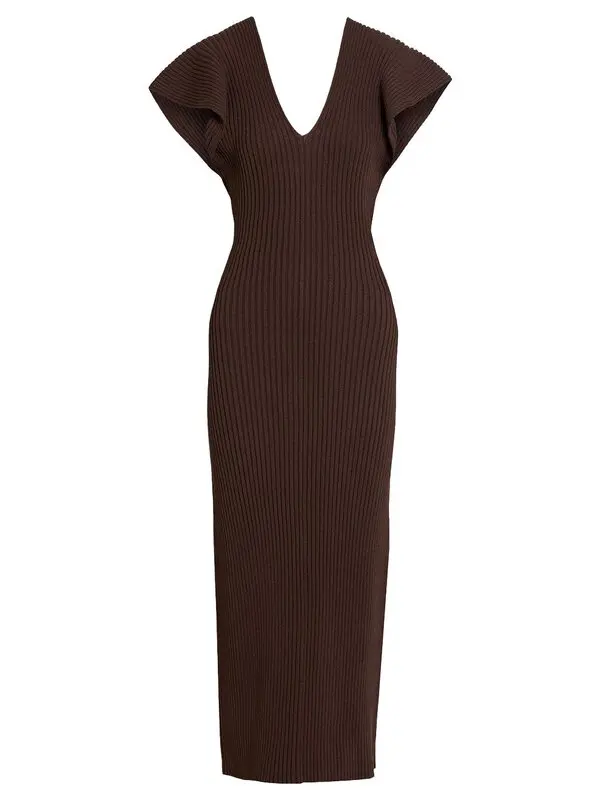Altuzarra Trey Ribbed-knit Maxi Dress - Chocolate