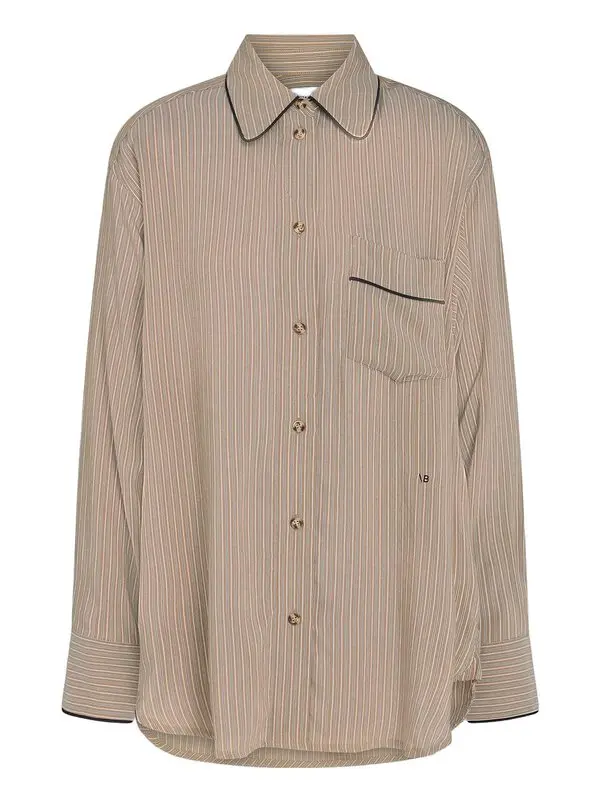 Victoria Beckham Striped Woven Shirt - Light Brown