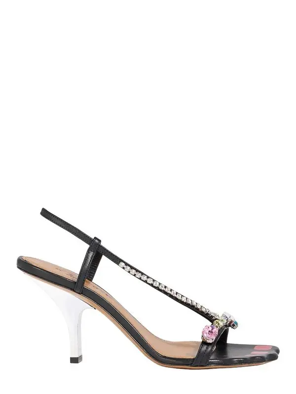 Marni Crystal-embellished Leather Slingback Sandals - Black