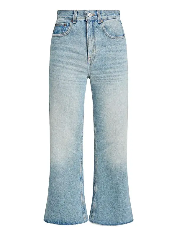 Victoria Beckham Cropped High-rise Wide-leg Jeans - Light Denim