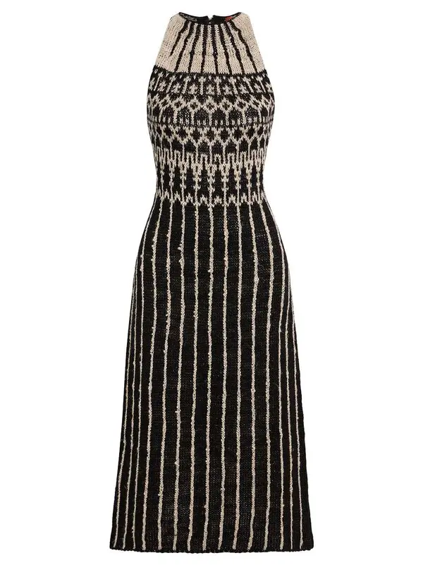 Altuzarra Cole Fair Isle Linen-blend Midi Dress - Black
