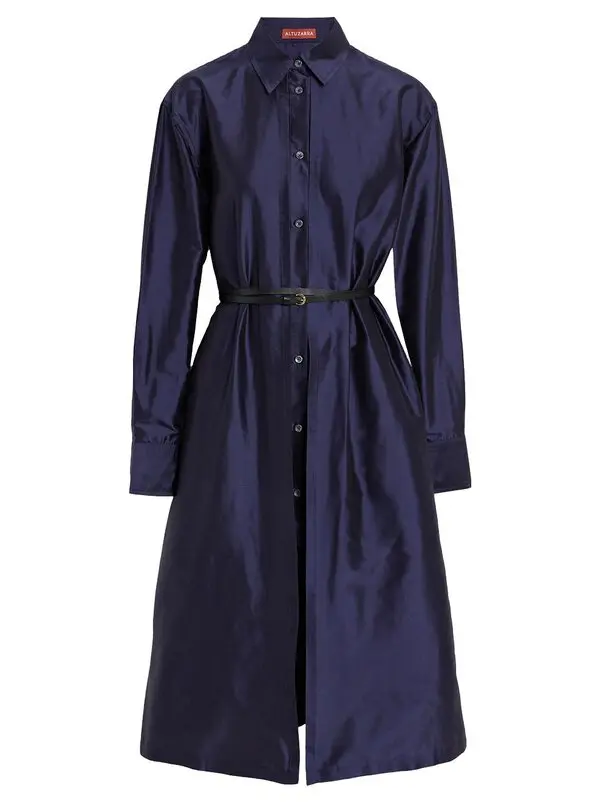 Altuzarra Elvie Layered Silk-taffeta Shirt Dress - Indigo