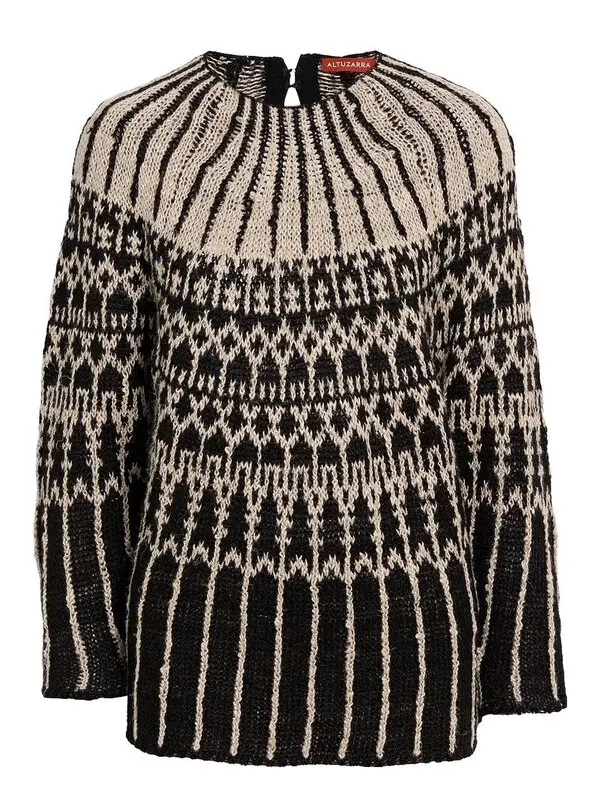 Altuzarra Fair Isle Linen-blend Sweater - Black