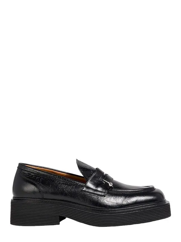 Marni Piercing Glossed-leather Penny Loafers - Black