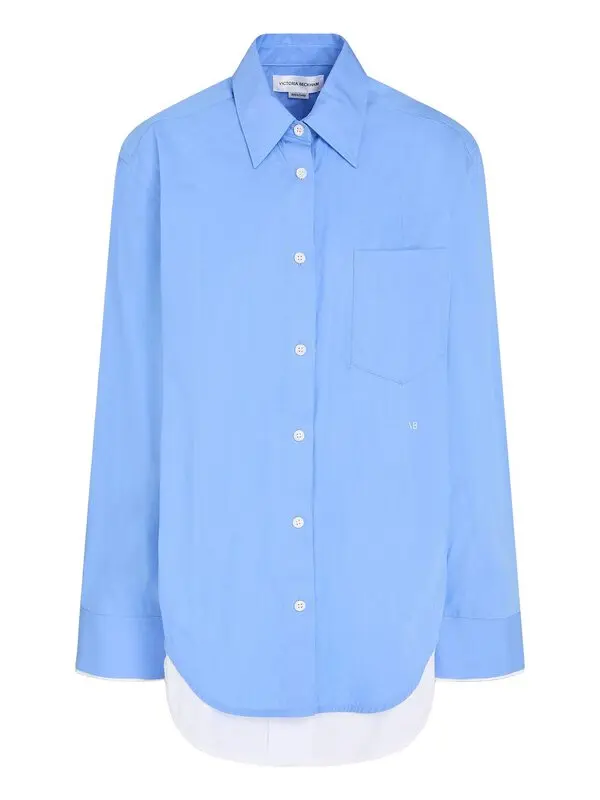 Victoria Beckham Layered Cotton-poplin Shirt - Light Blue