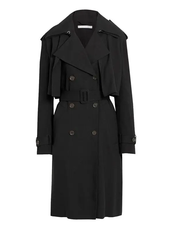 Another Tomorrow Convertible Hemp-blend Trench Coat - Black