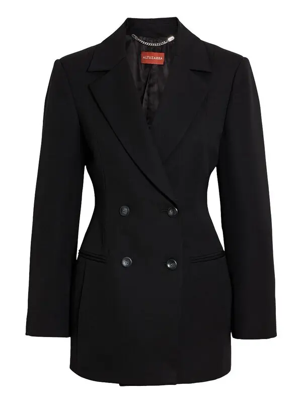 Altuzarra Double-breasted Grain De Poudre Wool Blazer - Black
