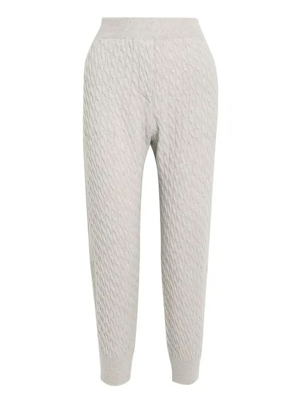 Brunello Cucinelli Cable-knit Cashmere Track Pants - Stone