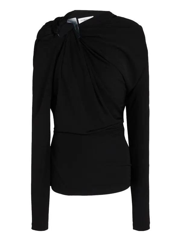 Victoria Beckham Draped Satin And Stretch-crepe Top - Black