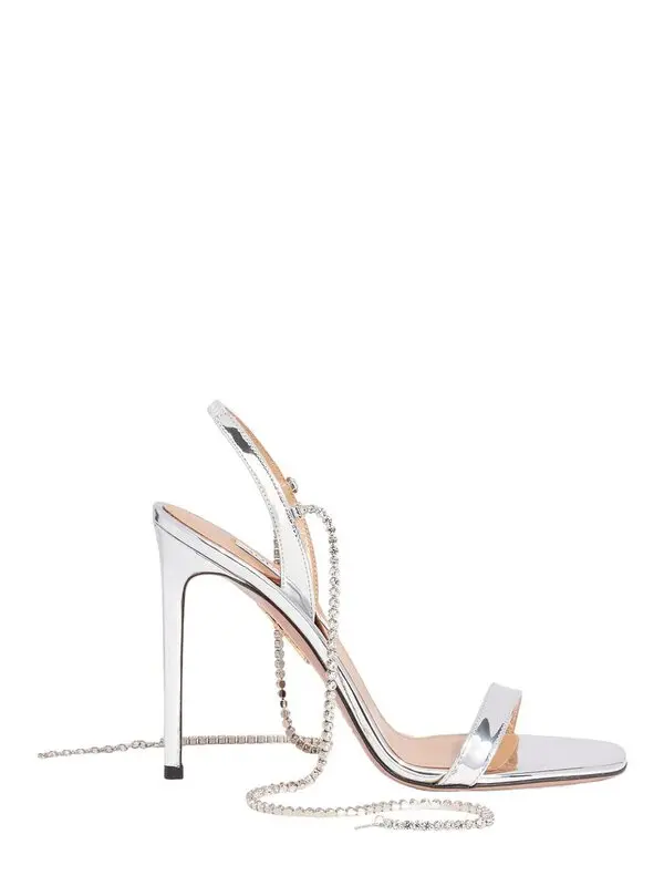 AQUAZZURA Careless Whisper 105 Mirrored-leather Sandals - Silver