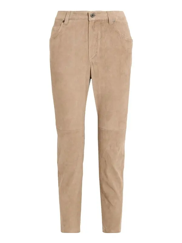 Brunello Cucinelli Slim-leg Suede Pants - Sand