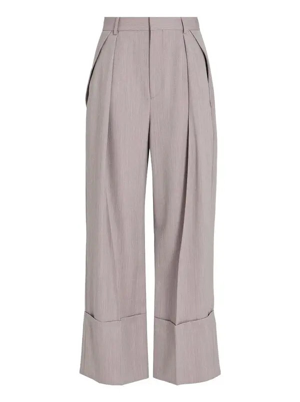Victoria Beckham Pleated Wool-crepe Wide-leg Pants - Stone