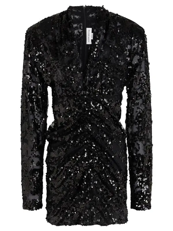 Victoria Beckham Sequined Tulle Mini Dress - Black