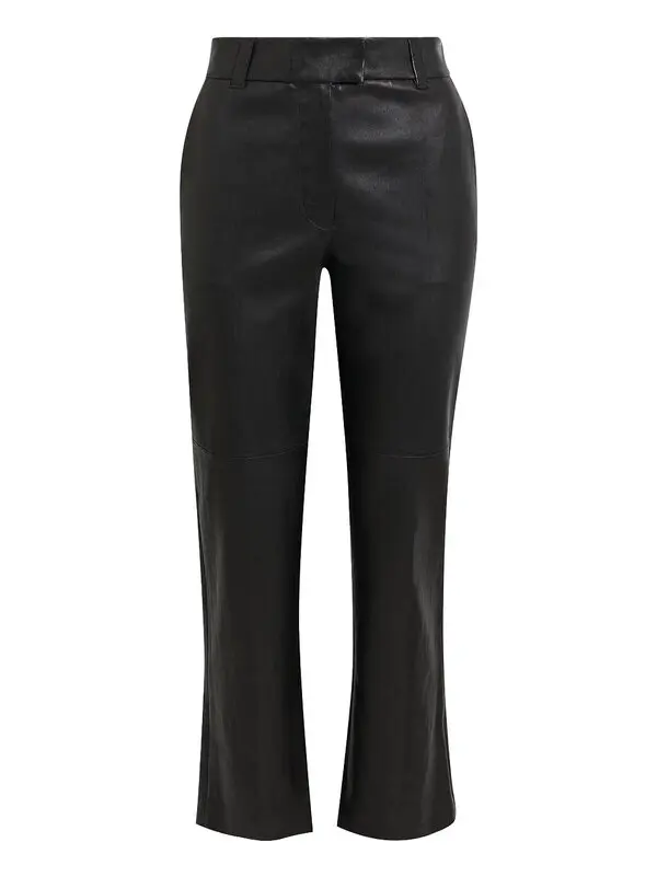 Brunello Cucinelli Leather Straight-leg Pants - Black