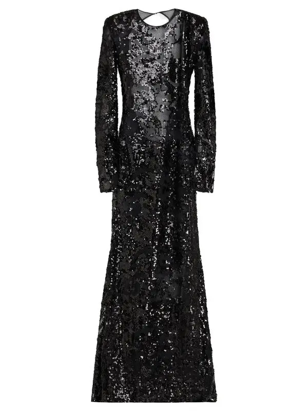 Victoria Beckham Open-back Sequined Tulle Gown - Black