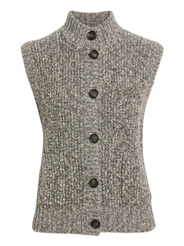 Brunello Cucinelli Bead-embellished Wool-cashmere Vest - Dark Gray