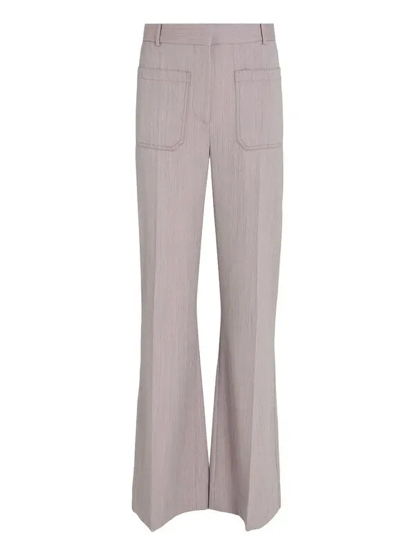 Victoria Beckham Wool Flared Pants - Stone