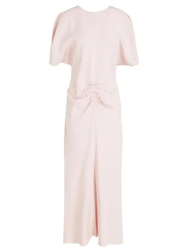 Victoria Beckham Gathered Satin-crepe Midi Dress - Blush
