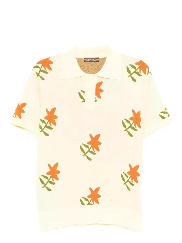 CHATEAU ORLANDO Floral Short-sleeve Polo Shirt - Yellow