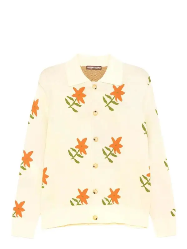 CHATEAU ORLANDO Floral Long-sleeve Cardigan - Yellow
