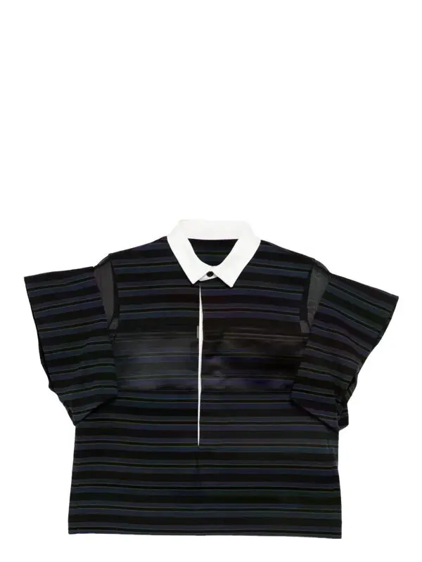 Sacai Striped Collar Top - Black