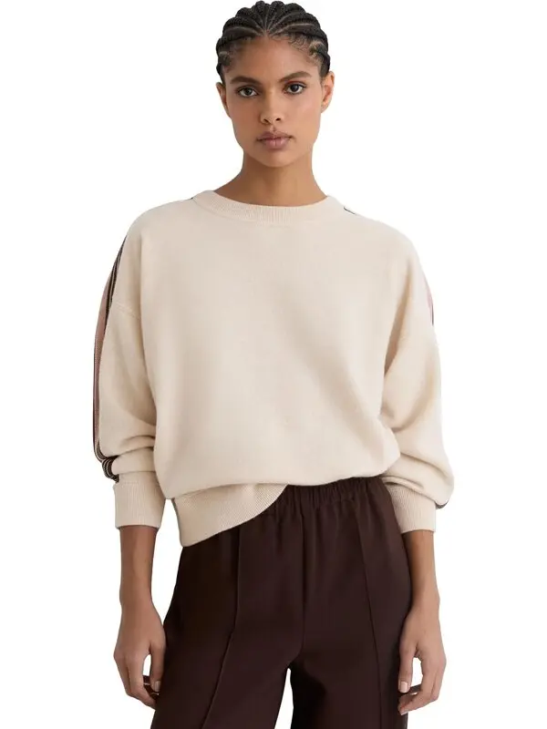 REISS Wool-cashmere Side-stripe Jumper - Neutral/pink