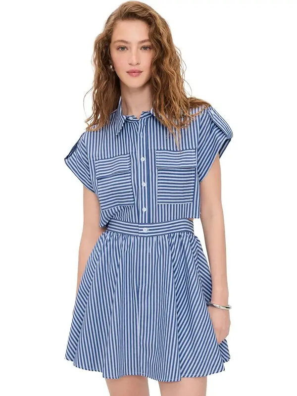 O.P.T Rowe Stripe Mini Dress - Navy Stripe