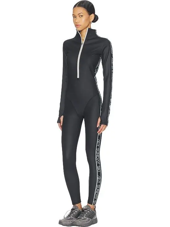 MY SUNDAY SKI Onesie Base Layer Jumpsuit - Black