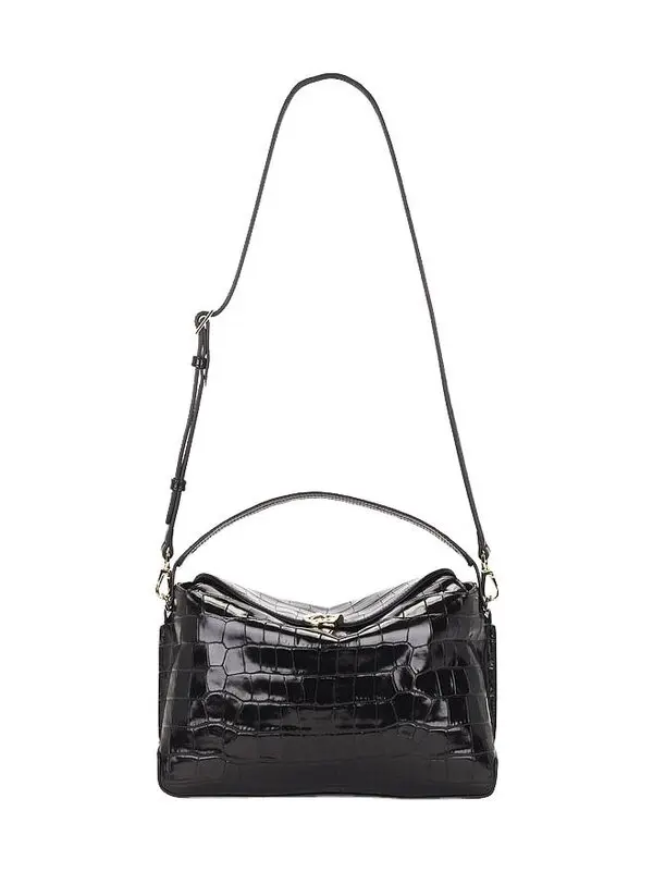 FLATTERED Hanna Grande Top Handle Bag - Black Croco