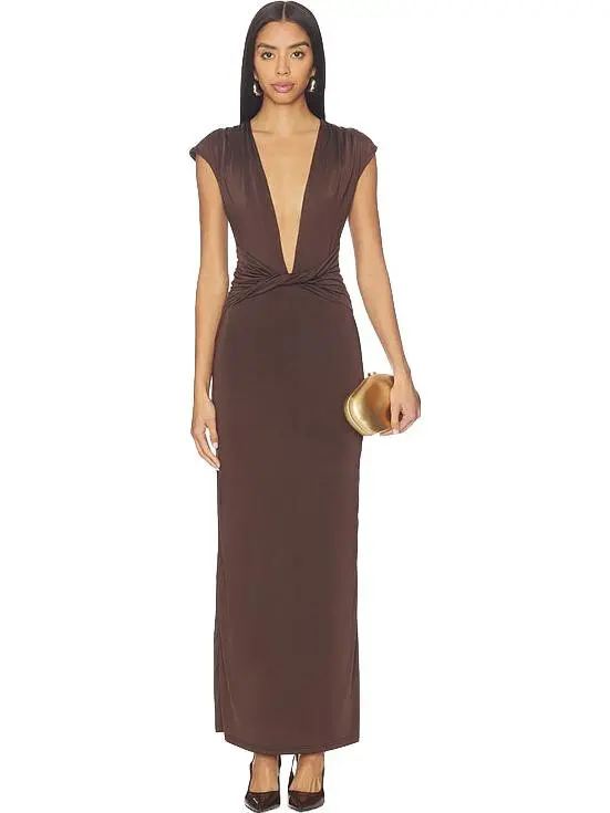 Superdown Cataleya Maxi Dress - Dark Brown