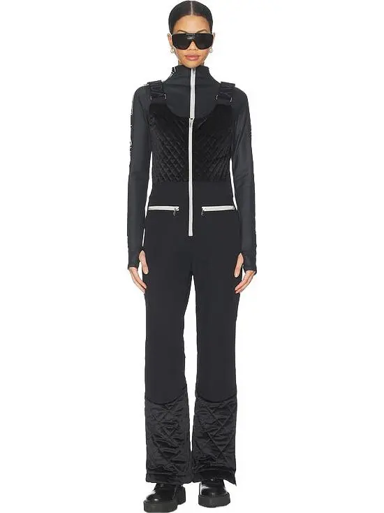 MY SUNDAY SKI Quilted Velvet Ski Overall - Noir