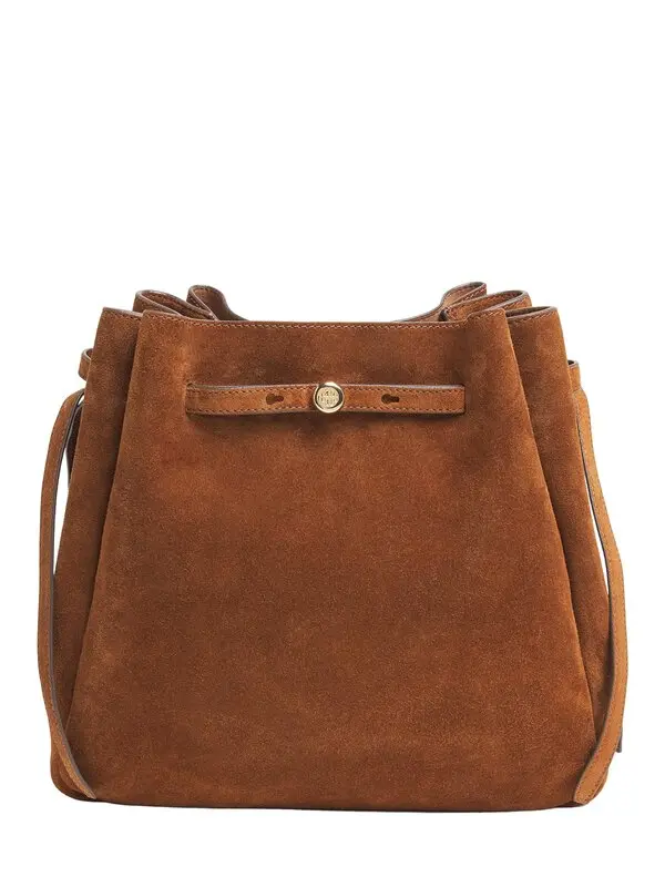 Tory Burch Large Suede Romy Bucket Bag - Brown