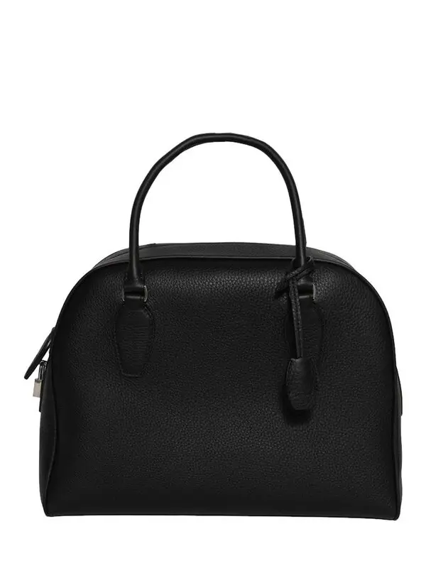 THE ROW India 12.0 Leather Bowling Bag - Black