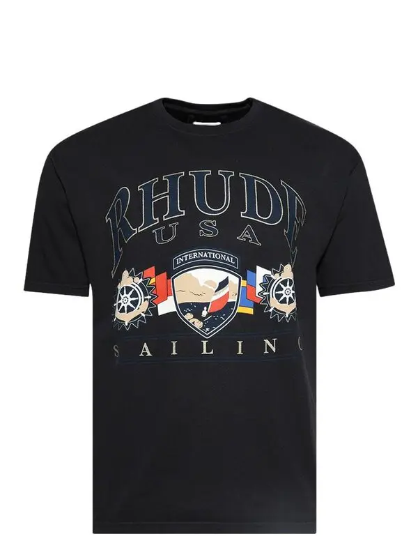 Rhude Usa Sailing Icon Tee Vintage And - Black